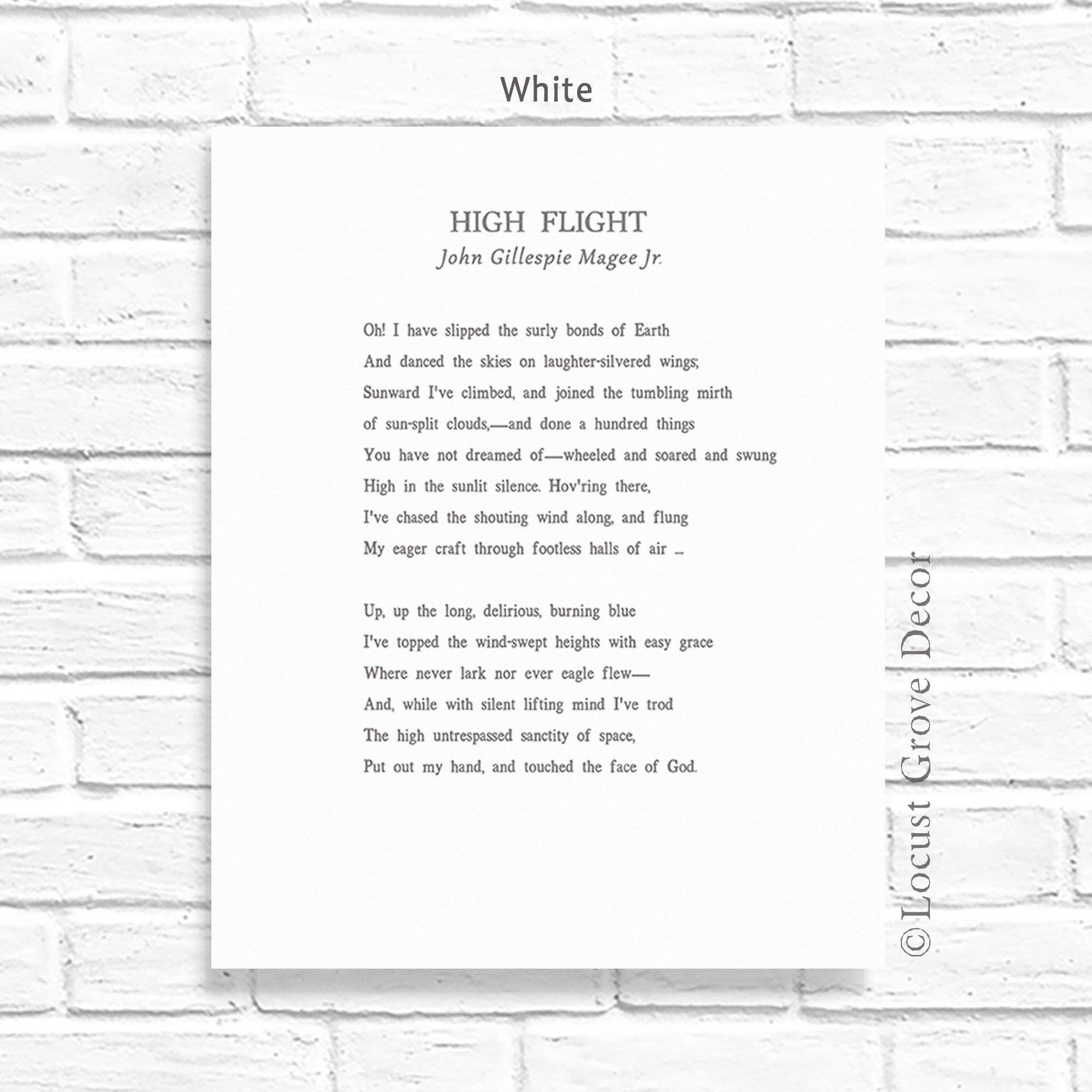 High Flight Poem by Fighter Pilot John Gillespie Magee Jr. Metal Print ...