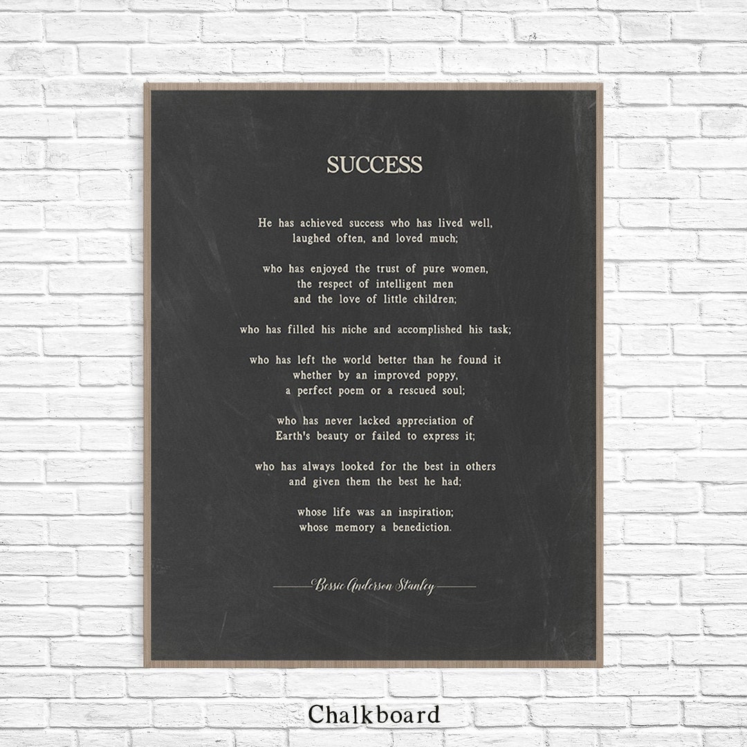 Success Poem by Bessie Anderson Stanley Art Print Poster, Ready-to ...