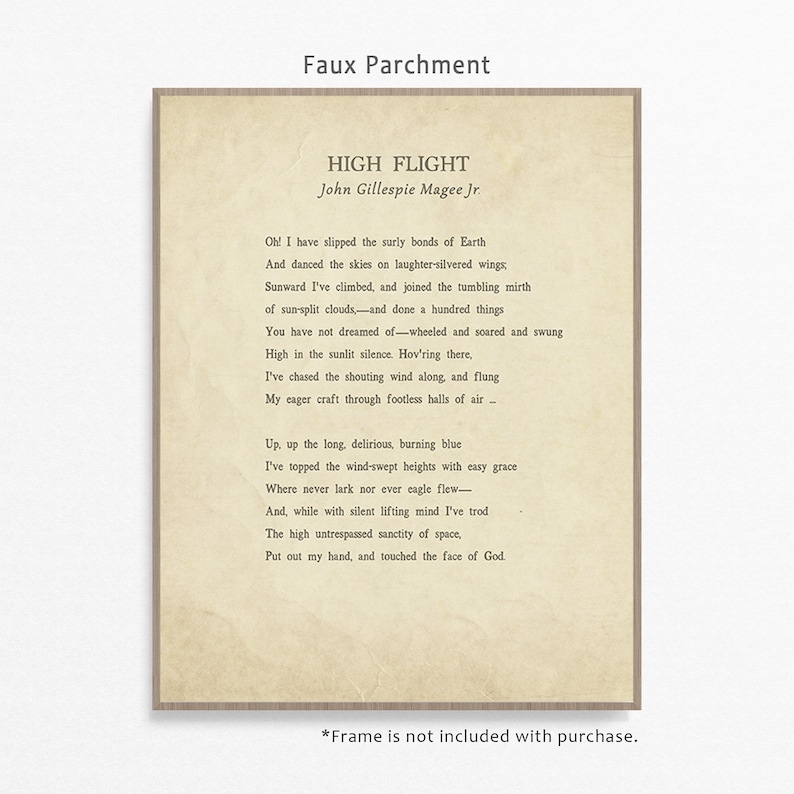 High Flight Poem by Fighter Pilot John Gillespie Magee Jr. - Etsy