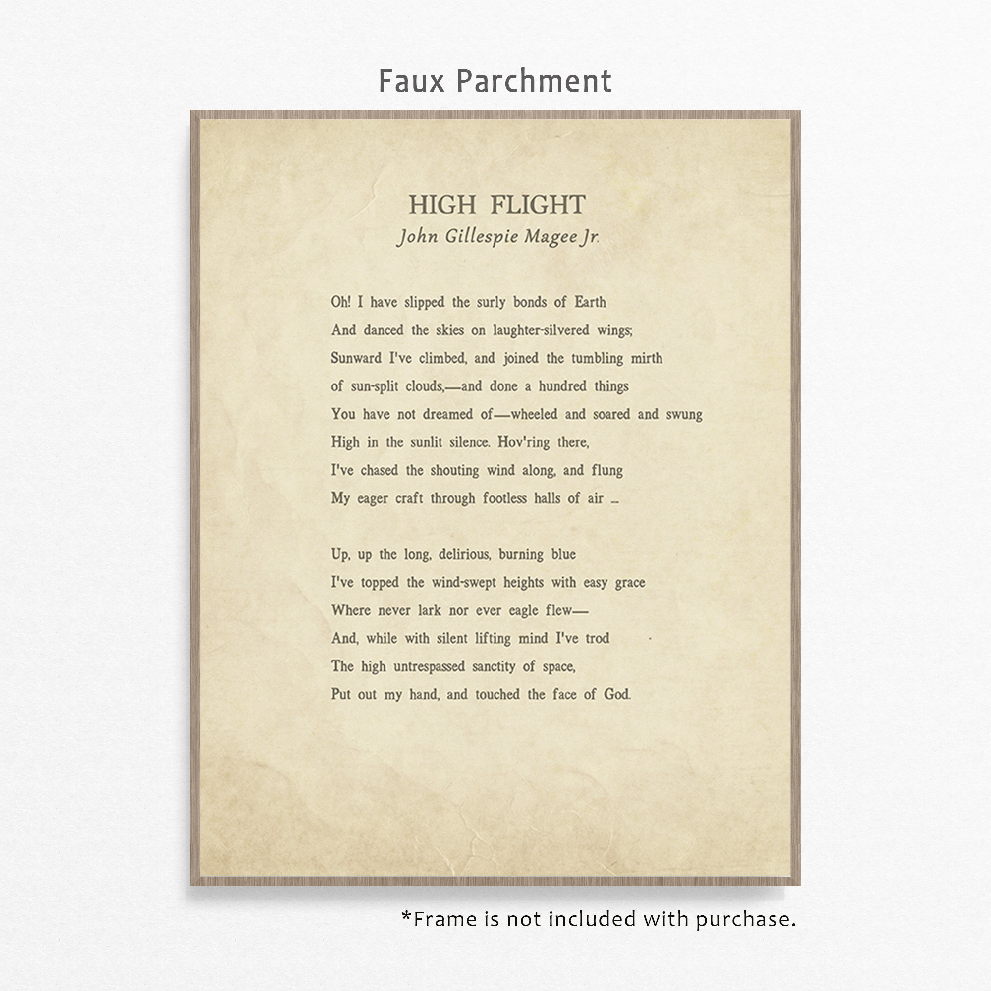 High Flight Poem by Fighter Pilot John Gillespie Magee Jr. Ready-to ...