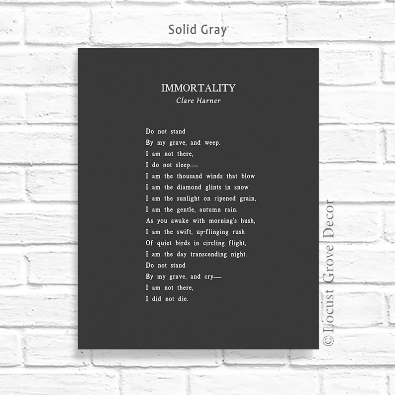 Immortality Poem by Clare Harner Metal Print Do Not Stand by - Etsy