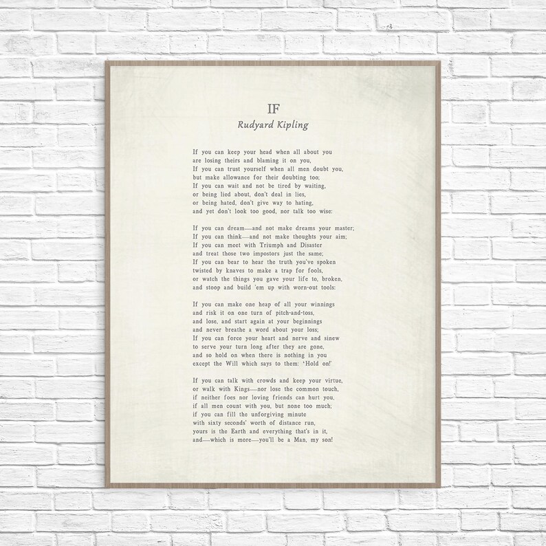 If Poem by Rudyard Kipling Ready-To-Frame Art Print | Etsy