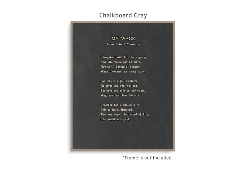 My Wage Poem by Jessie Belle Rittenhouse Ready-to-frame Art Print ...