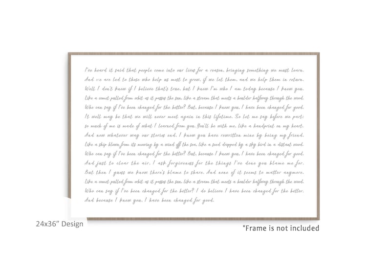 For Good Song Lyrics Wicked the Musical Song Lyrics Wicked - Etsy