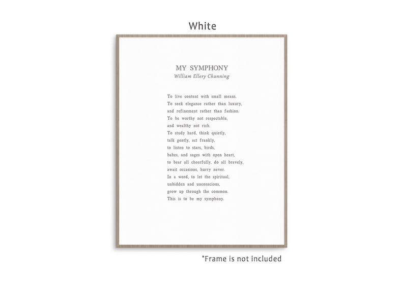 My Symphony Poem by William Ellery Channing Ready-to-frame Art | Etsy