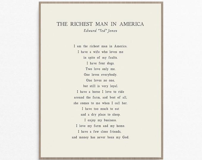 Ted Jones, Richest Man in America Quote, Printable, Edward Jones ...