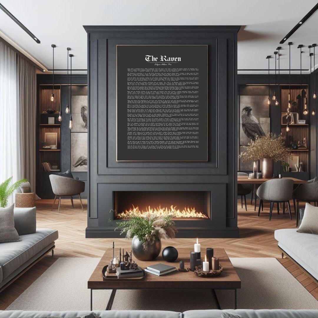 The Raven Poem by Edgar Allan Poe Literary Wall Art Print Poster Dark ...