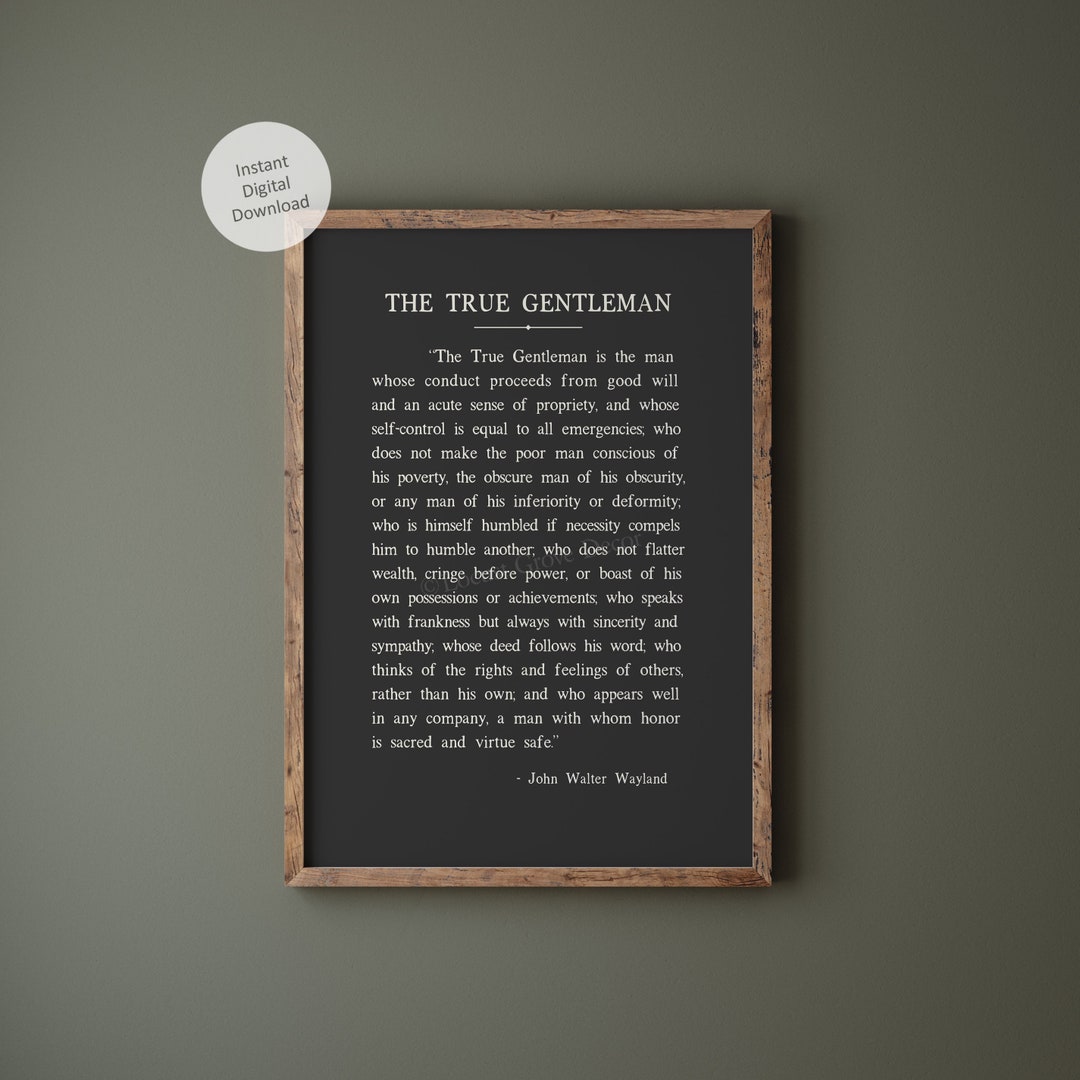 The True Gentleman Printable Wall Art, the True Gentleman by John ...