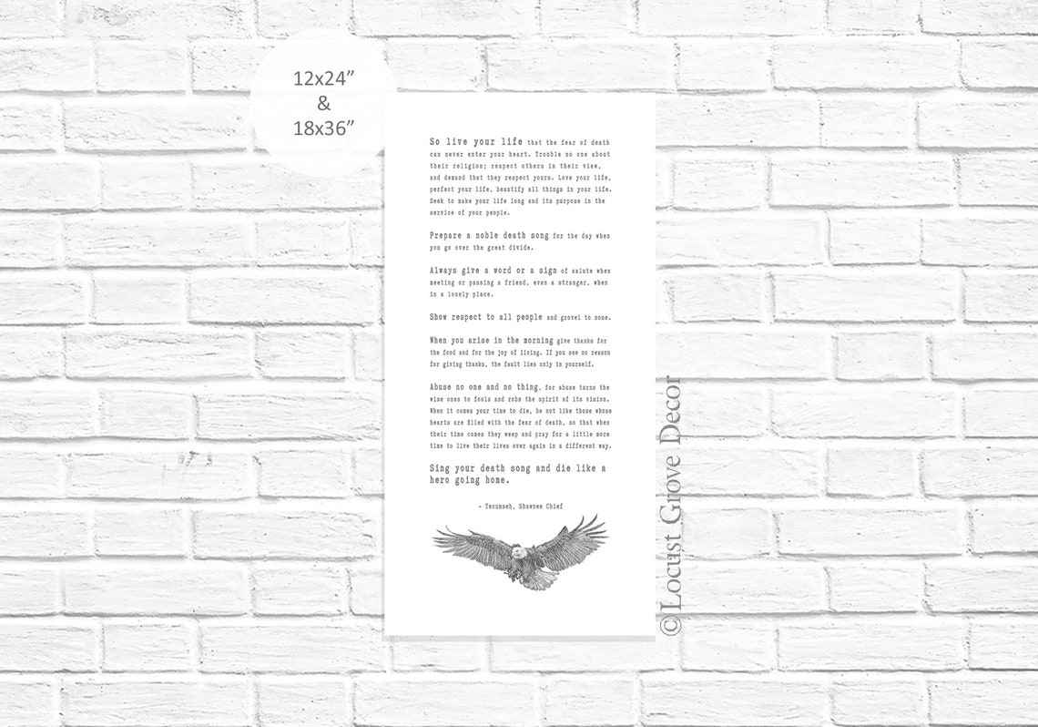 Tecumseh Poem Metal Print Native American Shawnee Chief - Etsy