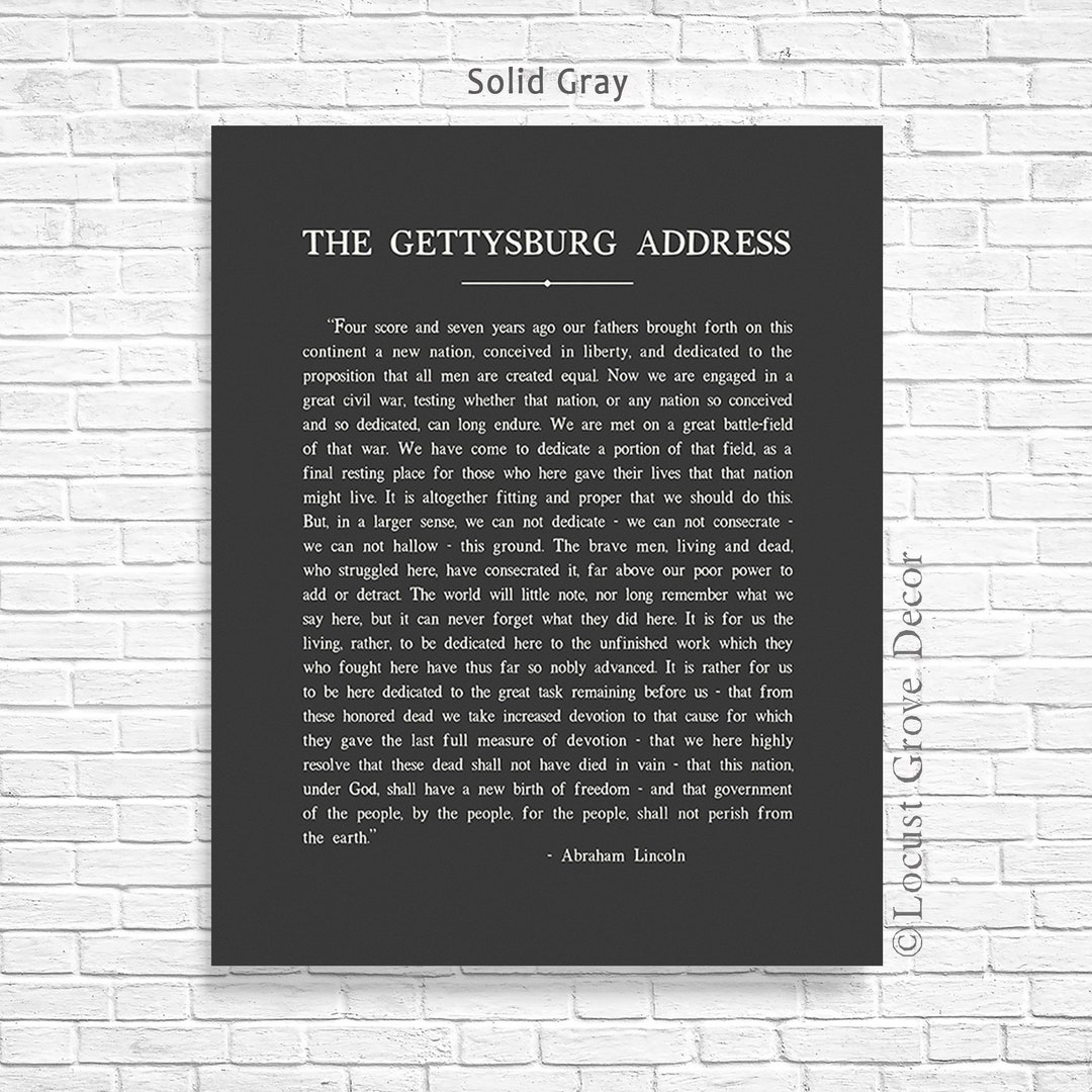 The Gettysburg Address Metal Print, Abraham Lincoln Quote, Abraham ...