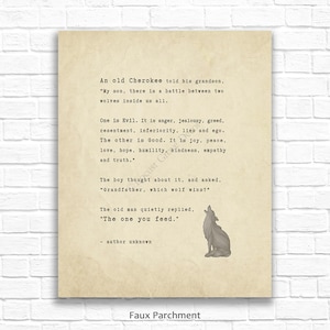 The One You Feed Metal Print, Cherokee Legend, Battle Between Two ...