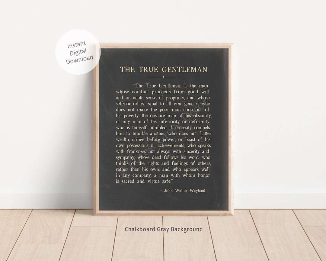 The True Gentleman Printable Wall Art, the True Gentleman by John ...