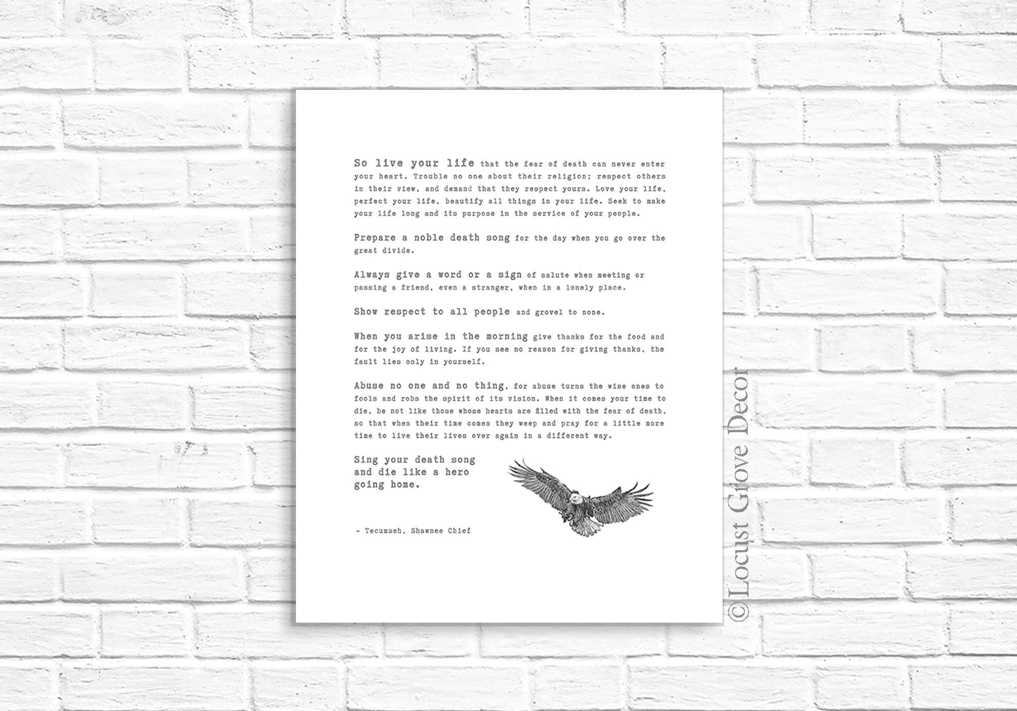 Tecumseh Poem Metal Print, Native American Shawnee Chief Tecumseh Quote ...