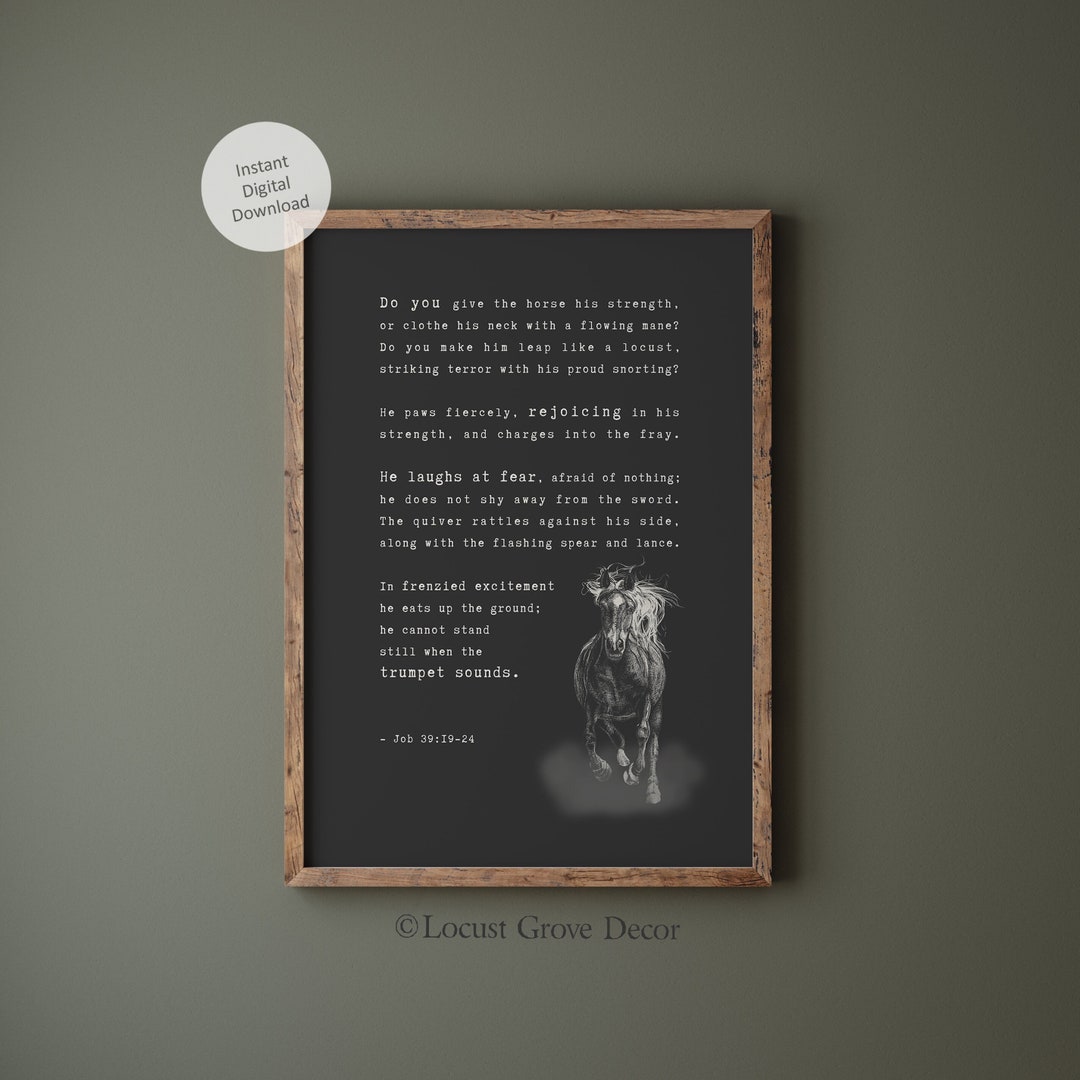 Job 39 Bible Scripture Instant Digital Download on Dark Gray Background ...