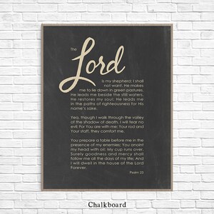 The Lord is My Shepherd Art Print Poster, Psalm 23 Bible Scripture Wall ...