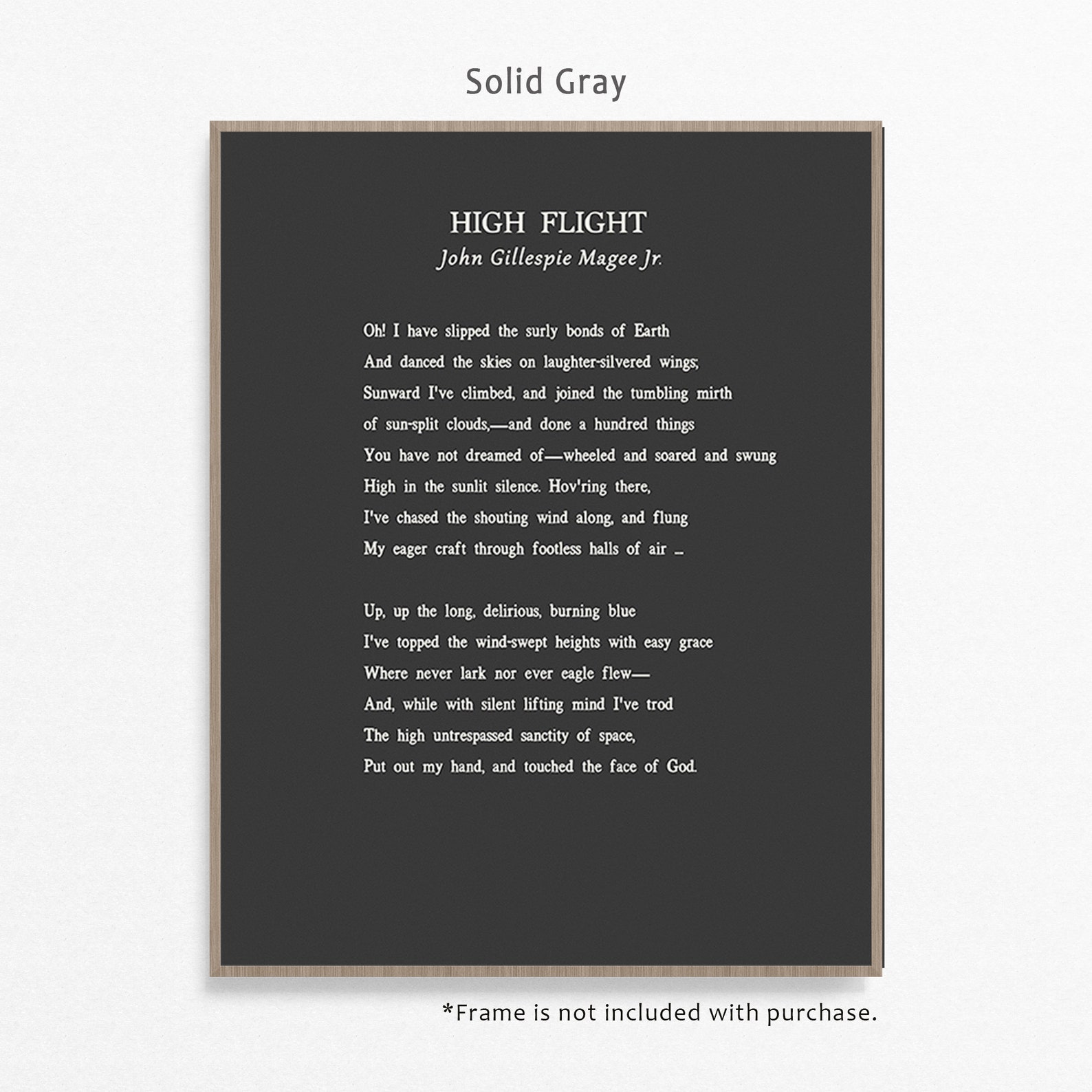 High Flight Poem by Fighter Pilot John Gillespie Magee Jr. Ready-to ...