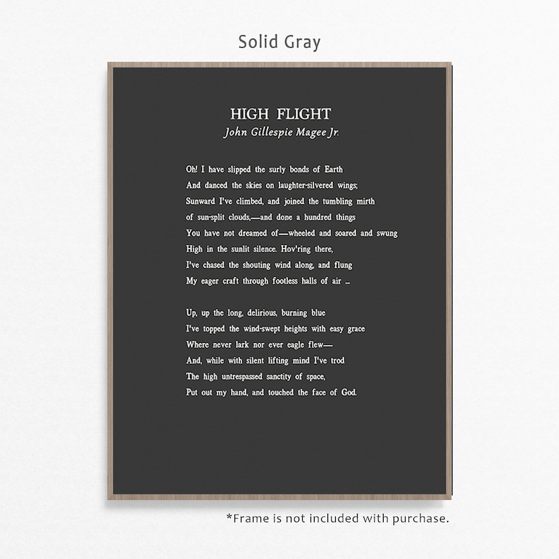 High Flight Poem by Fighter Pilot John Gillespie Magee Jr. - Etsy