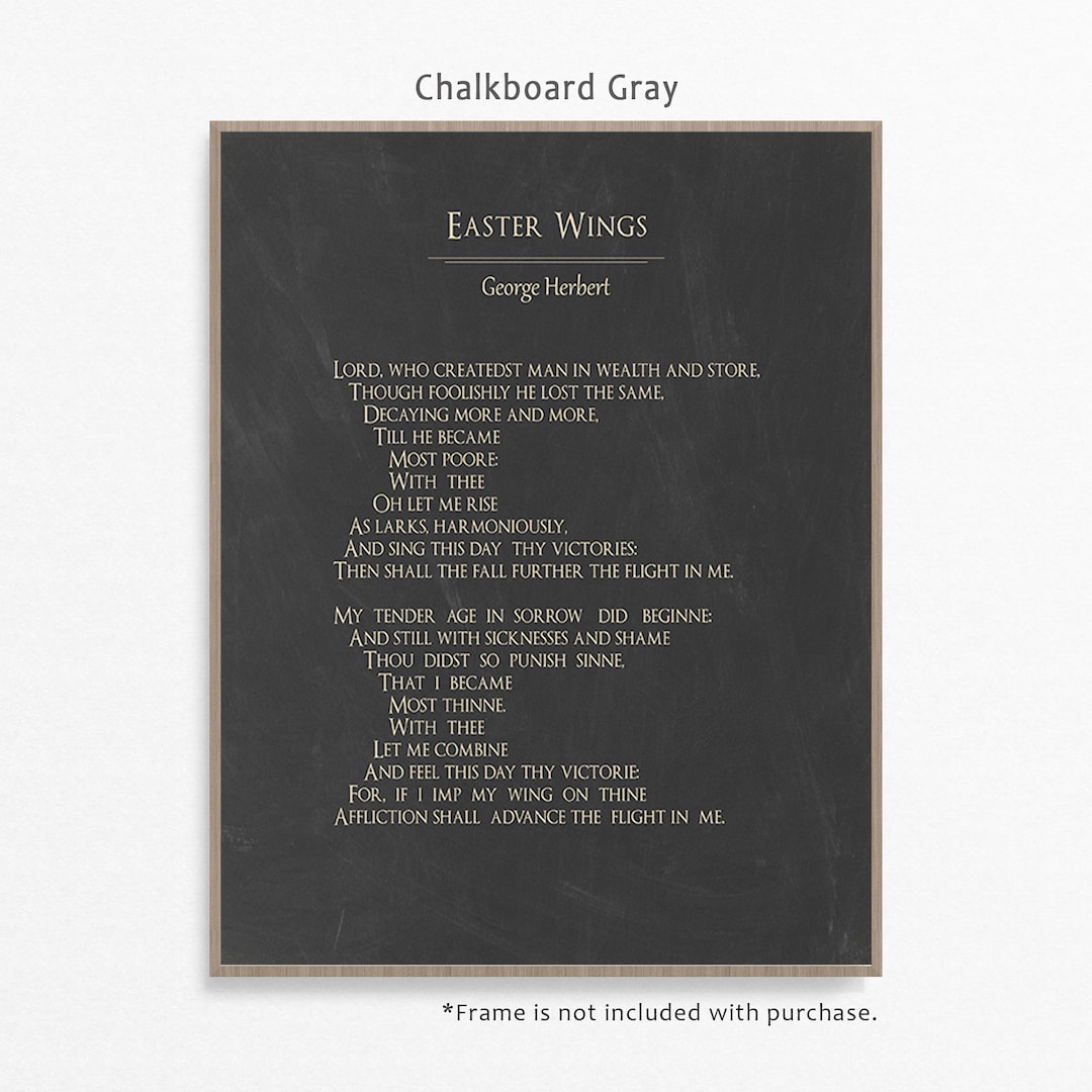 Easter Wings by George Herbert Inspirational Angel Wing Shape Poem ...