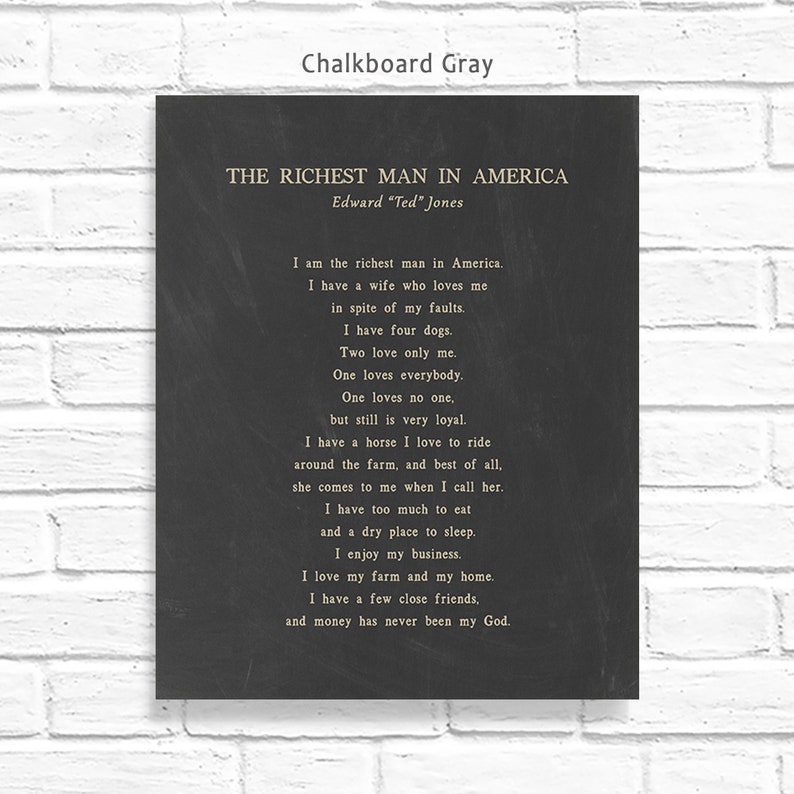 The Richest Man in America Quote by Edward Ted Jones Metal - Etsy