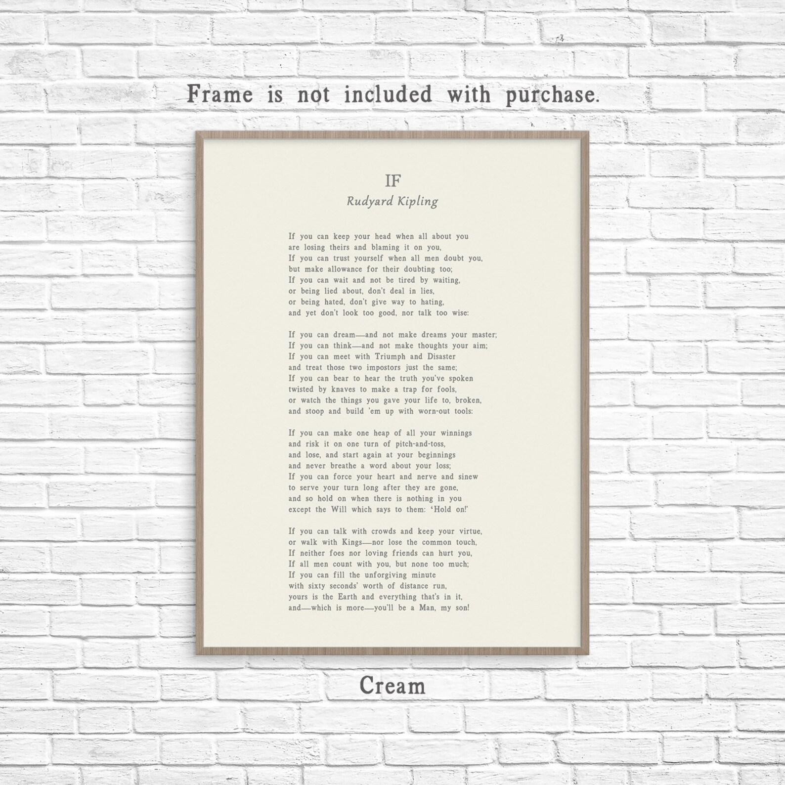 If Poem by Rudyard Kipling Ready-To-Frame Art Print | Etsy