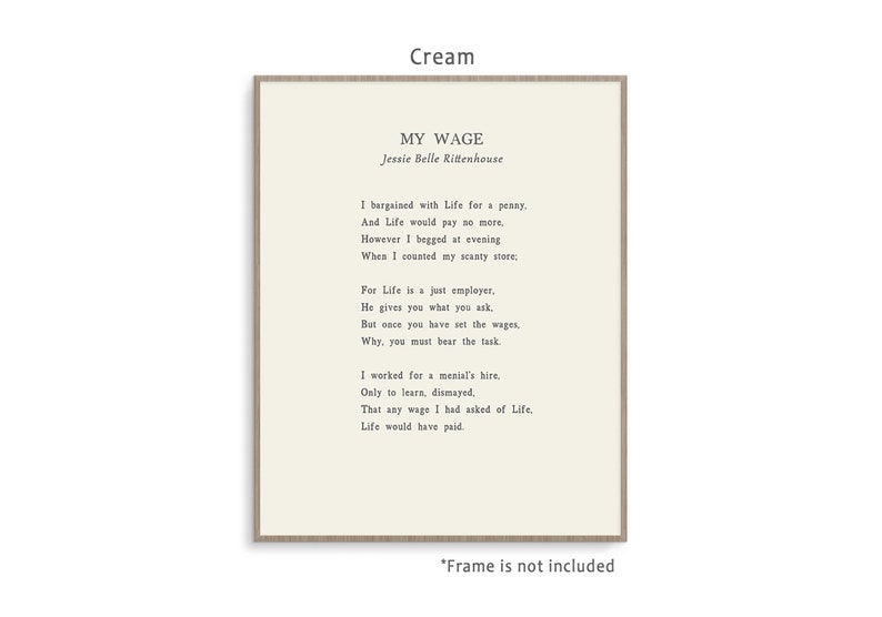 My Wage Poem by Jessie Belle Rittenhouse Ready-to-frame Art Print ...