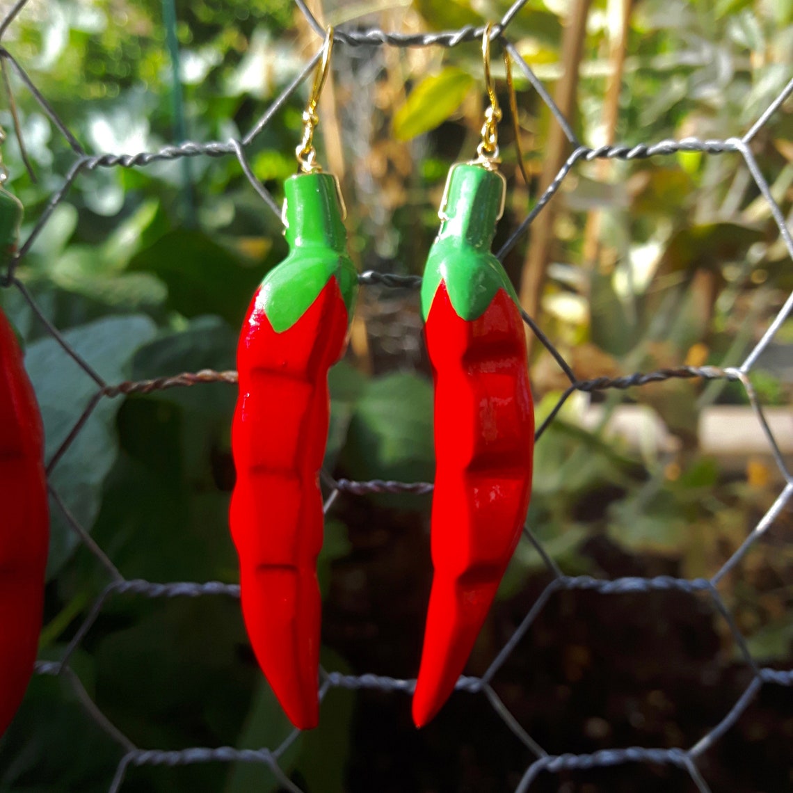 Spicy Red Hot Pepper Earrings - Etsy