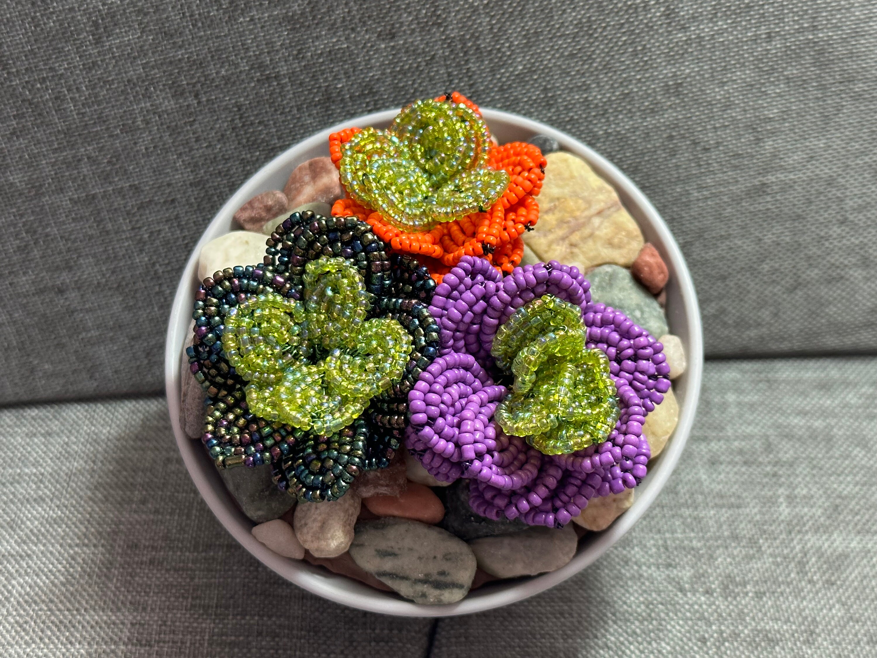 French Beaded Triple Succulent - Etsy