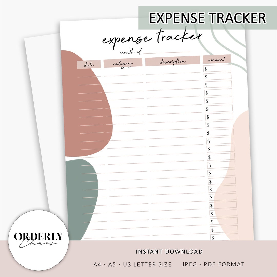 Expense Tracker Printable Modern Minimalism | Financial Planner, Budget ...