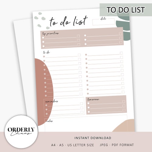 Minimalist Daily Planner Printable Daily to Do List for - Etsy