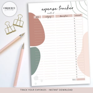Expense Tracker Printable Modern Minimalism | Financial Planner, Budget ...