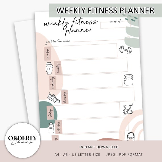 Weekly Fitness Planner Modern Minimalism Printable Weekly | Etsy