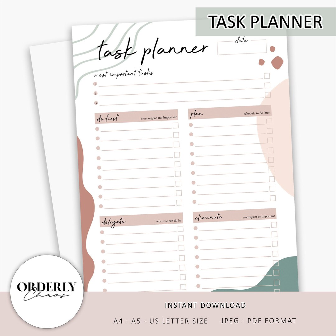 Task Planner Modern Minimalism Printable | Daily Planner, Task List ...