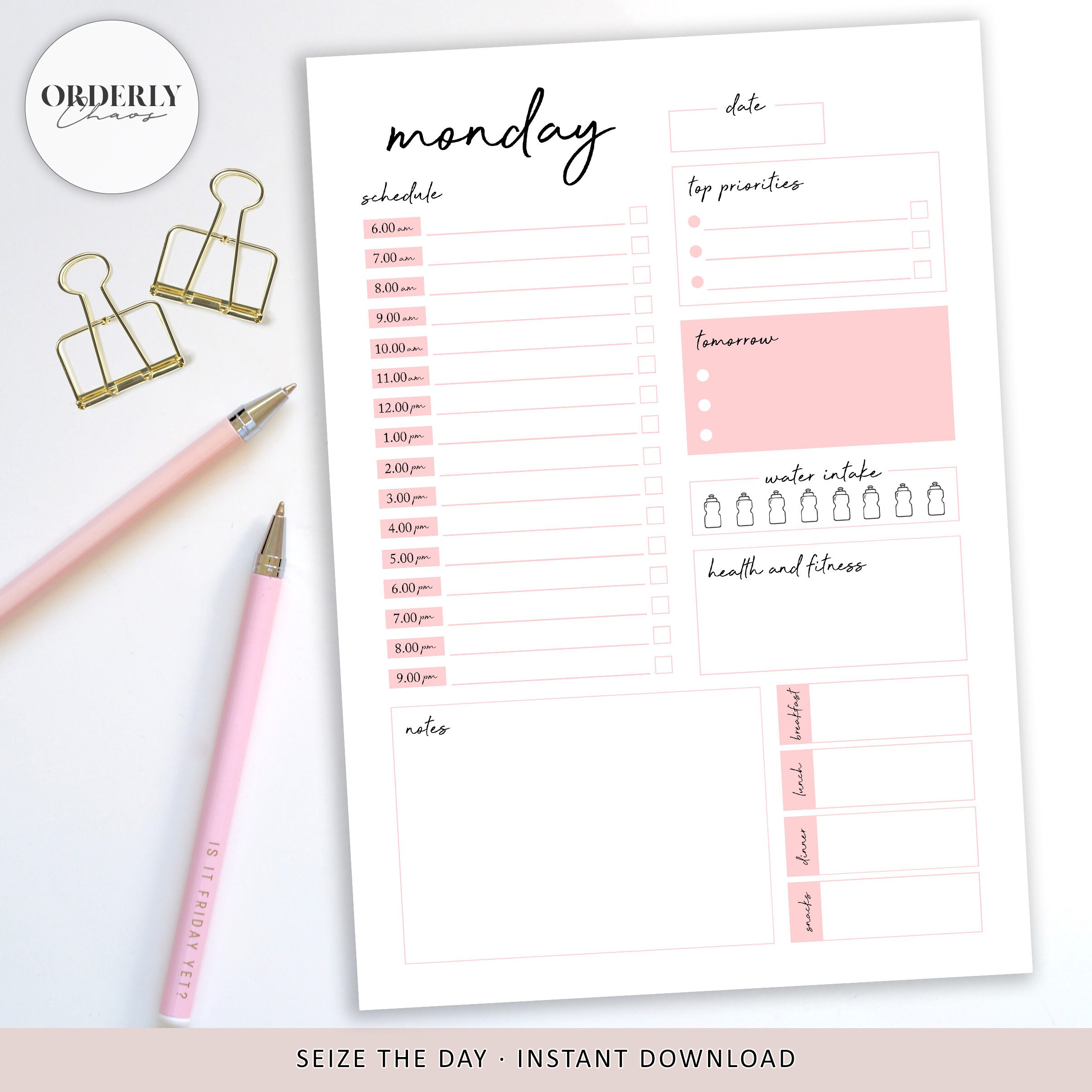 Daily Planner Set Printable Daily Planner Organizer to Do | Etsy