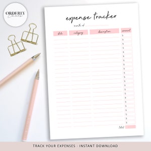 Expense Tracker Printable Pink | Financial Planner, Budget Planner ...