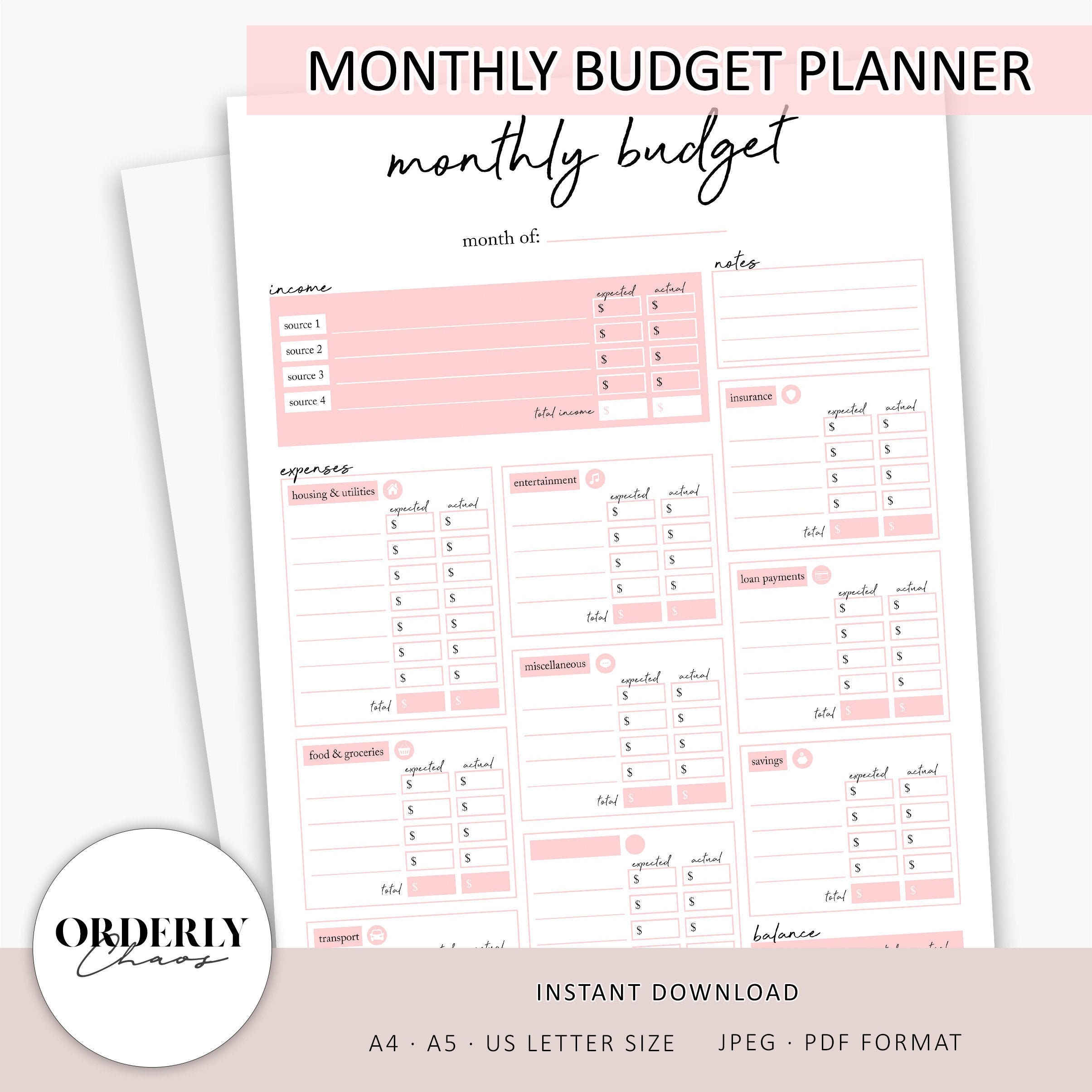 Paper Paper Party Supplies Debt Payment Tracker Instant Download PDF JPEG File Printable A5 