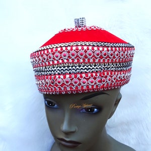 Red Blue Green Gold Odogu Chieftancy Embellished Men Igbo Edo Hat Fila ...