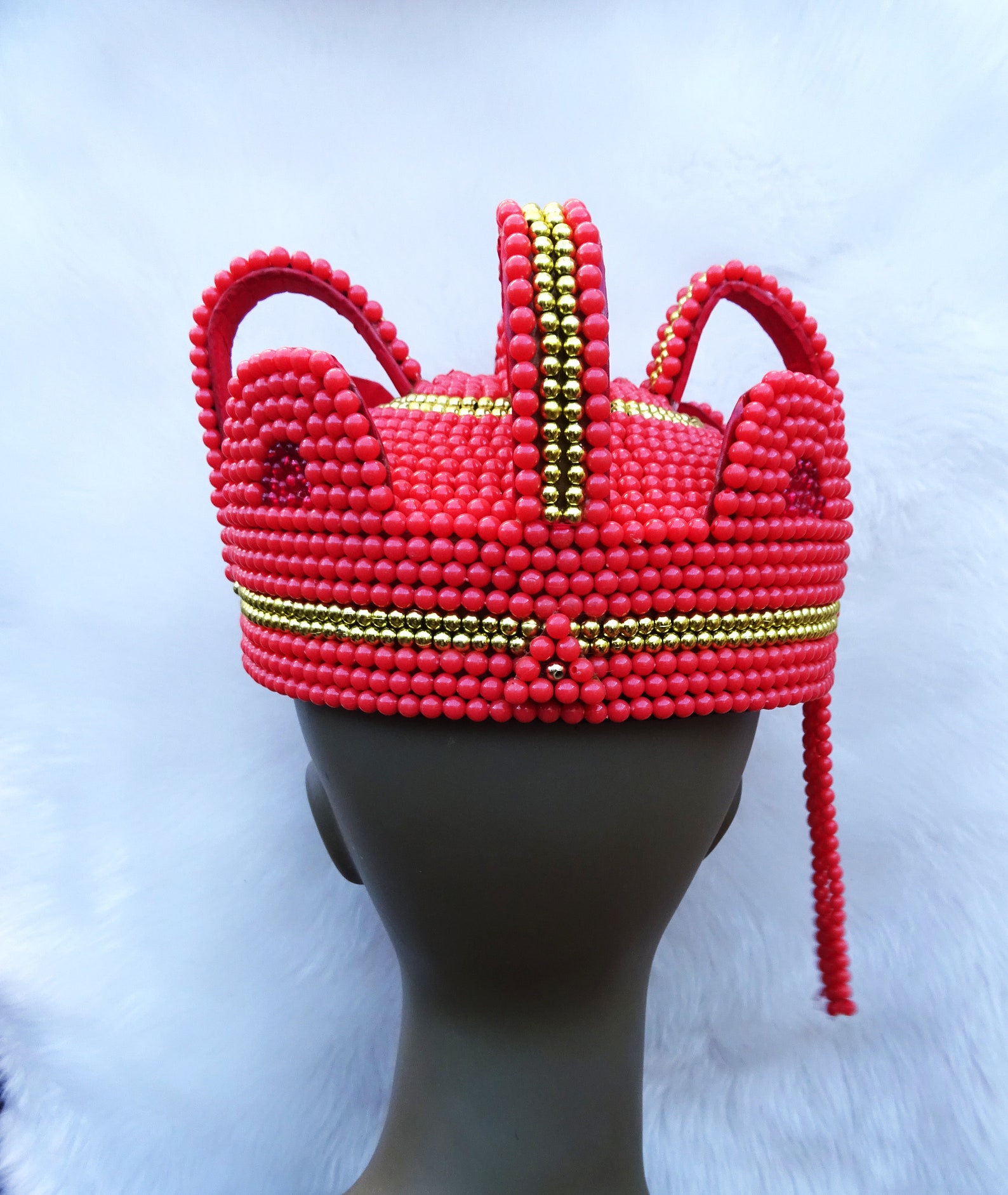 Chieftancy Embellished Beaded Crown Igbo Edo Hat Cap Groom Wedding ...