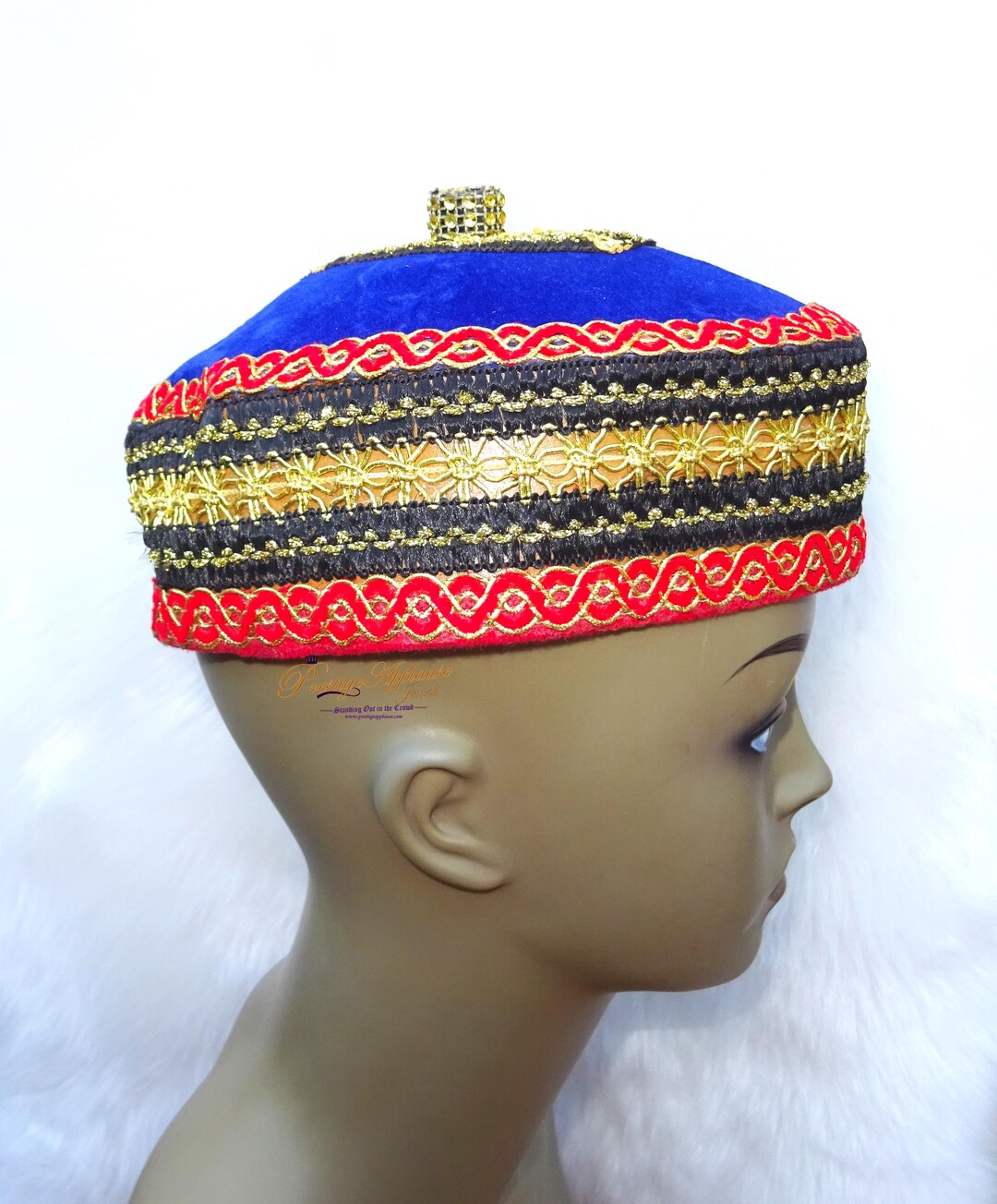 Blue Red - Green Gold Odogu Chieftancy Embellished Men Igbo Edo Hat ...