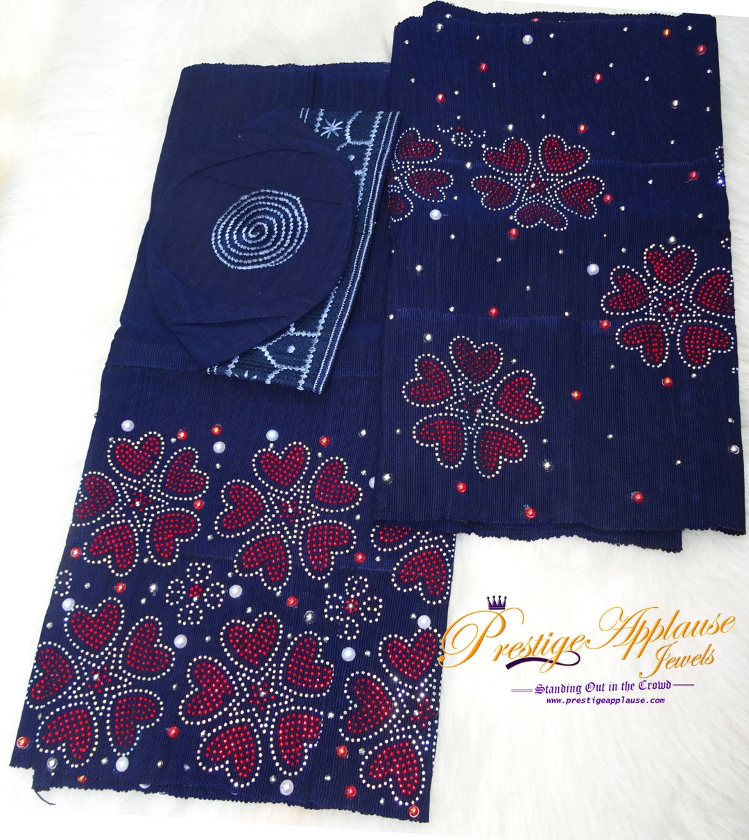 Celebrant Navy Blue Embelished With Blue Stones New Design Aso Oke ...
