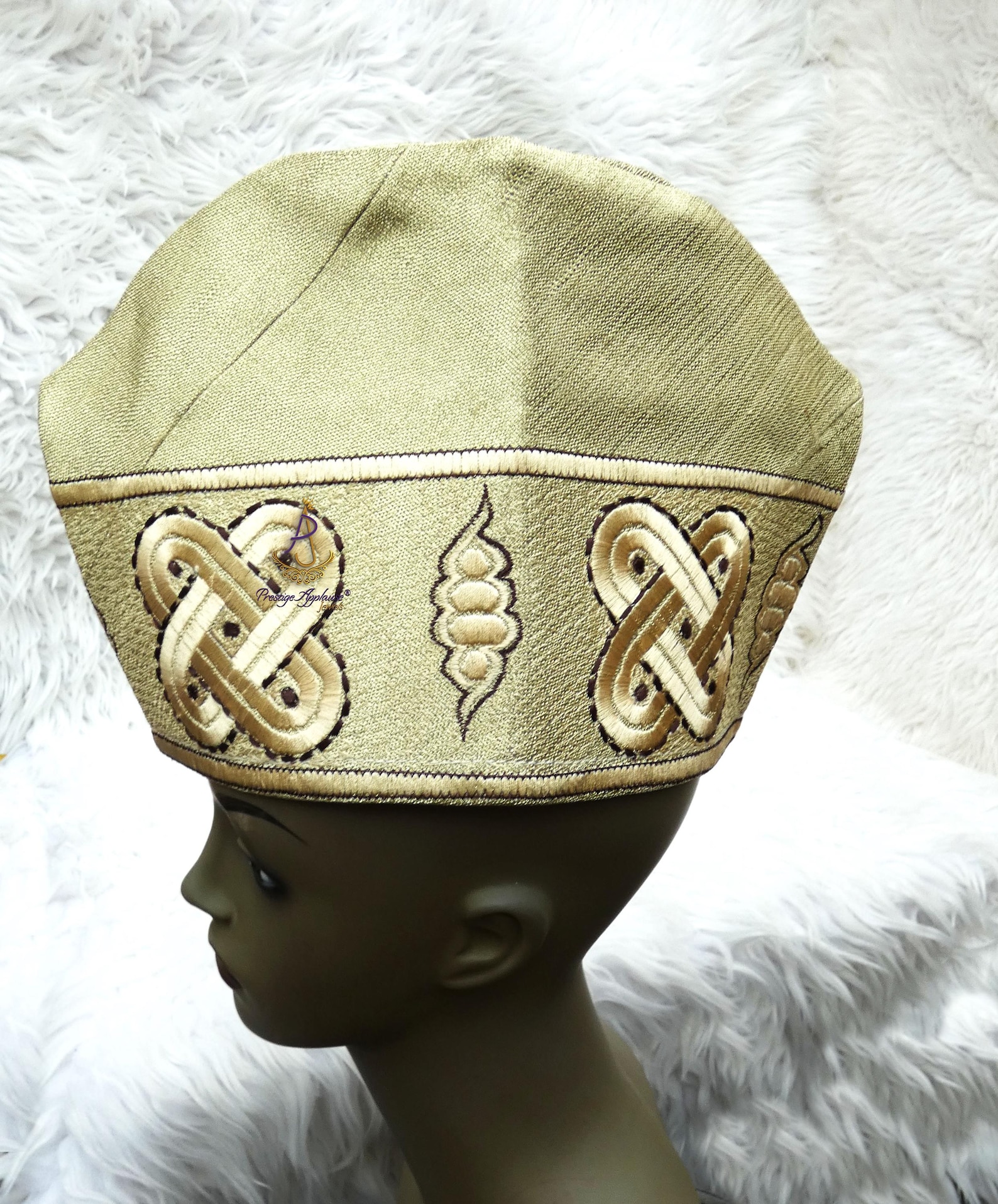Latest Design Gold Royal Ade Style Black Gold Aso Oke African Nigerian ...