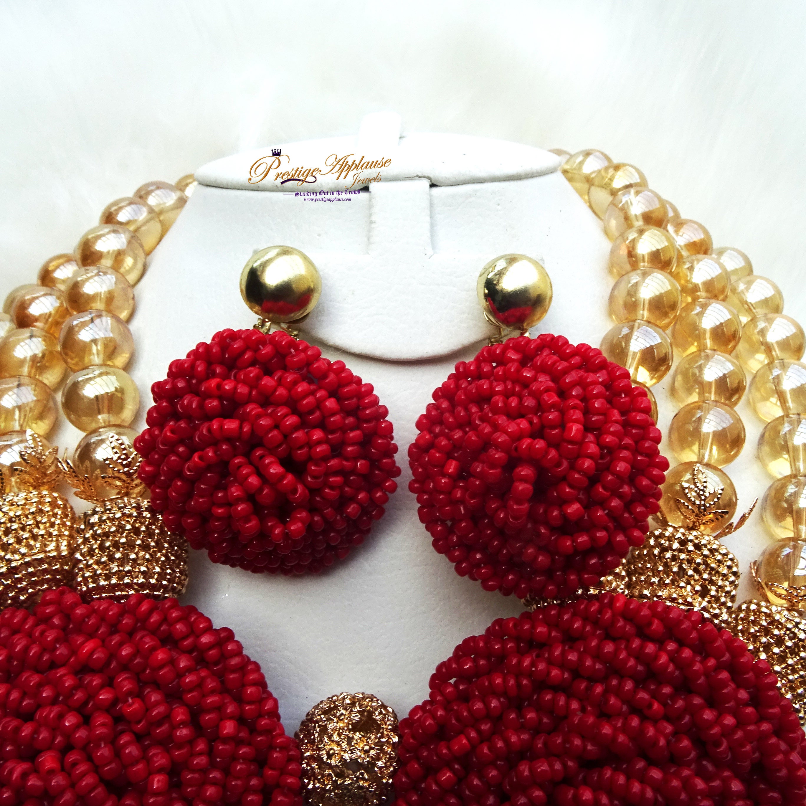 Beautiful Red Gold New Latest Design African Red Beads Bridal Wedding ...