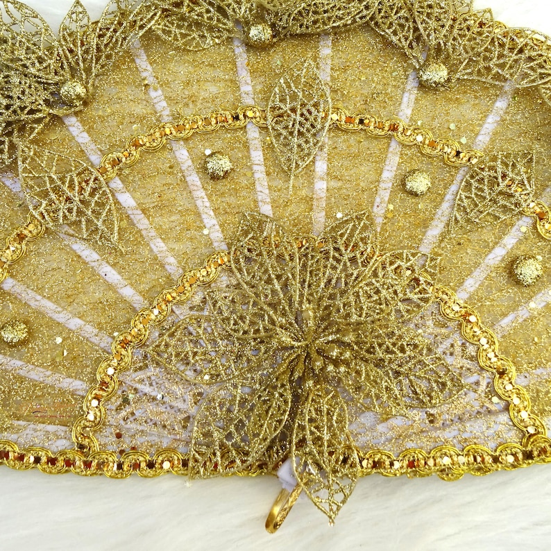Beautiful Detailed Gold Glitter Hand Fan Wedding African Traditional ...