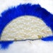 Beautiful Detailed Royal Blue With Gold Feather Hand Fan Wedding ...