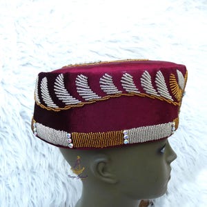 Prestigeapplause Beaded Velvet Chief Igbo Men Male Maroon Red Black ...