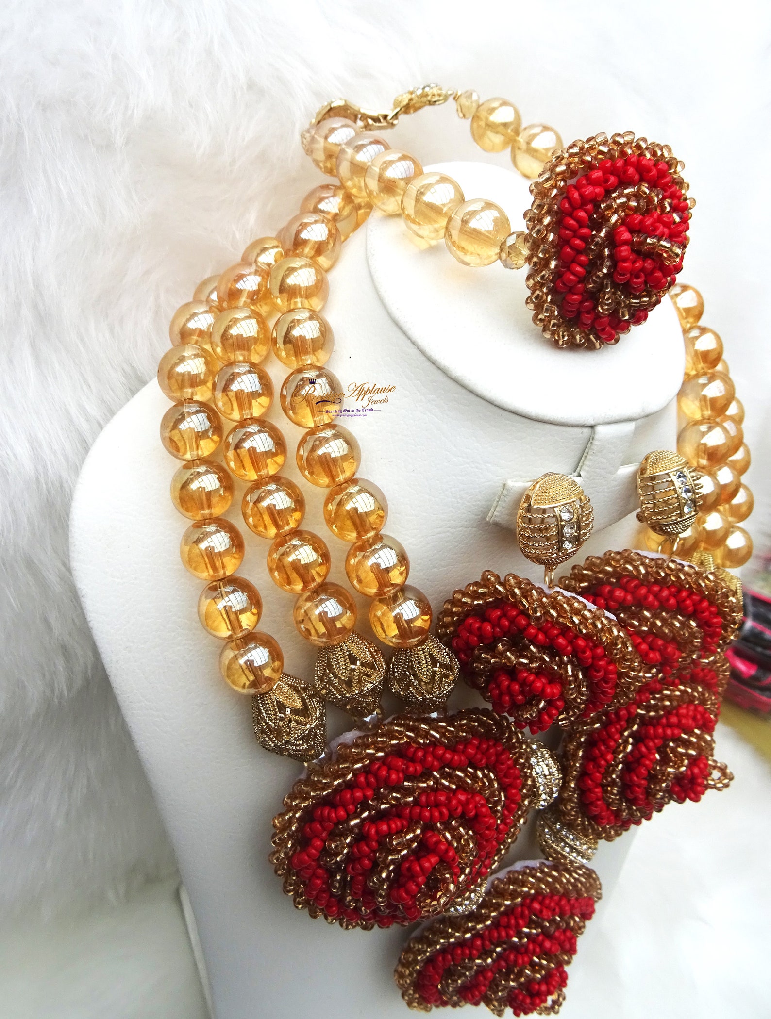 Beautiful Red Gold New Latest Design African Red Beads Bridal Wedding ...