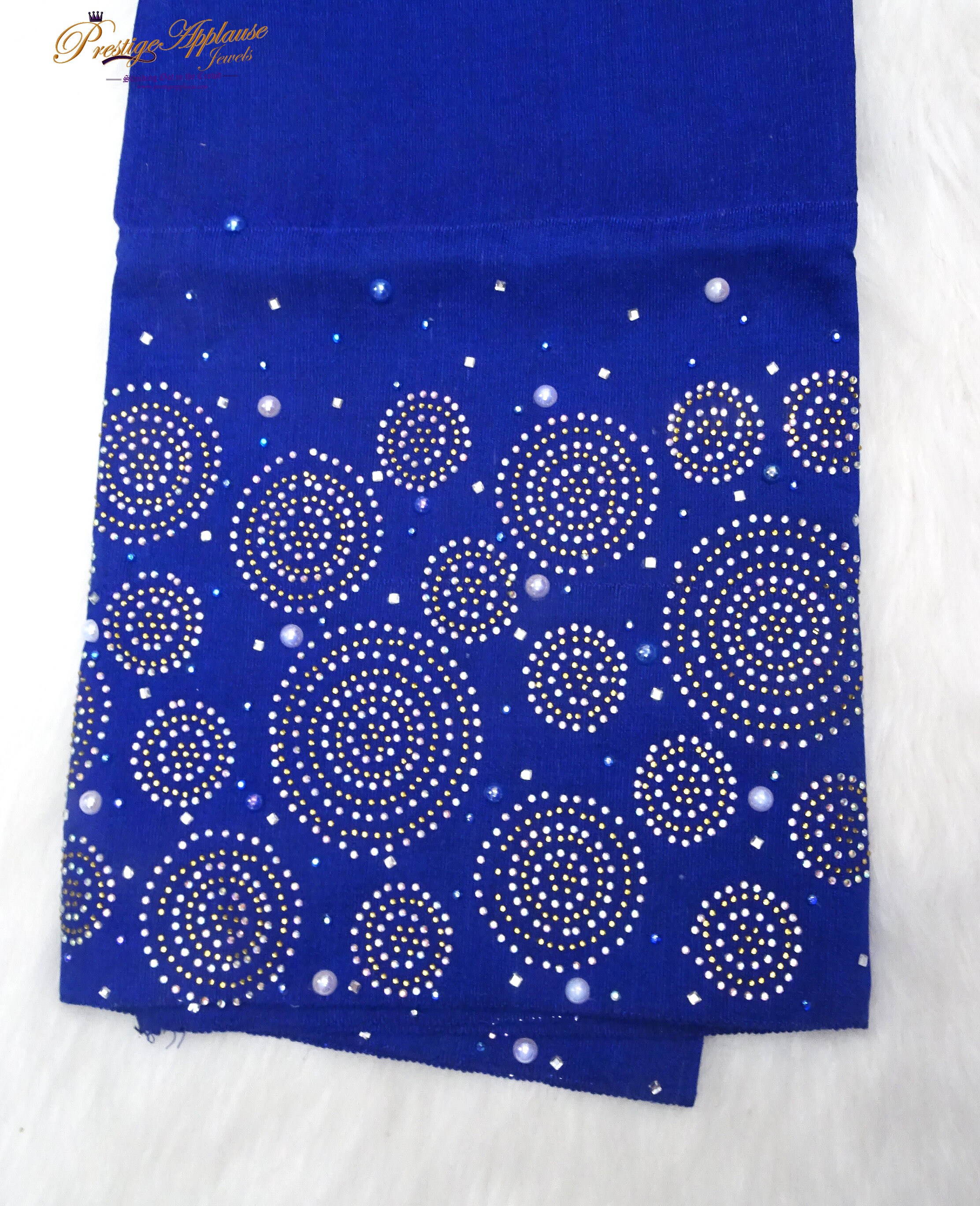 Celebrant Royal Blue Embelished With Stones New Design Aso Oke African ...