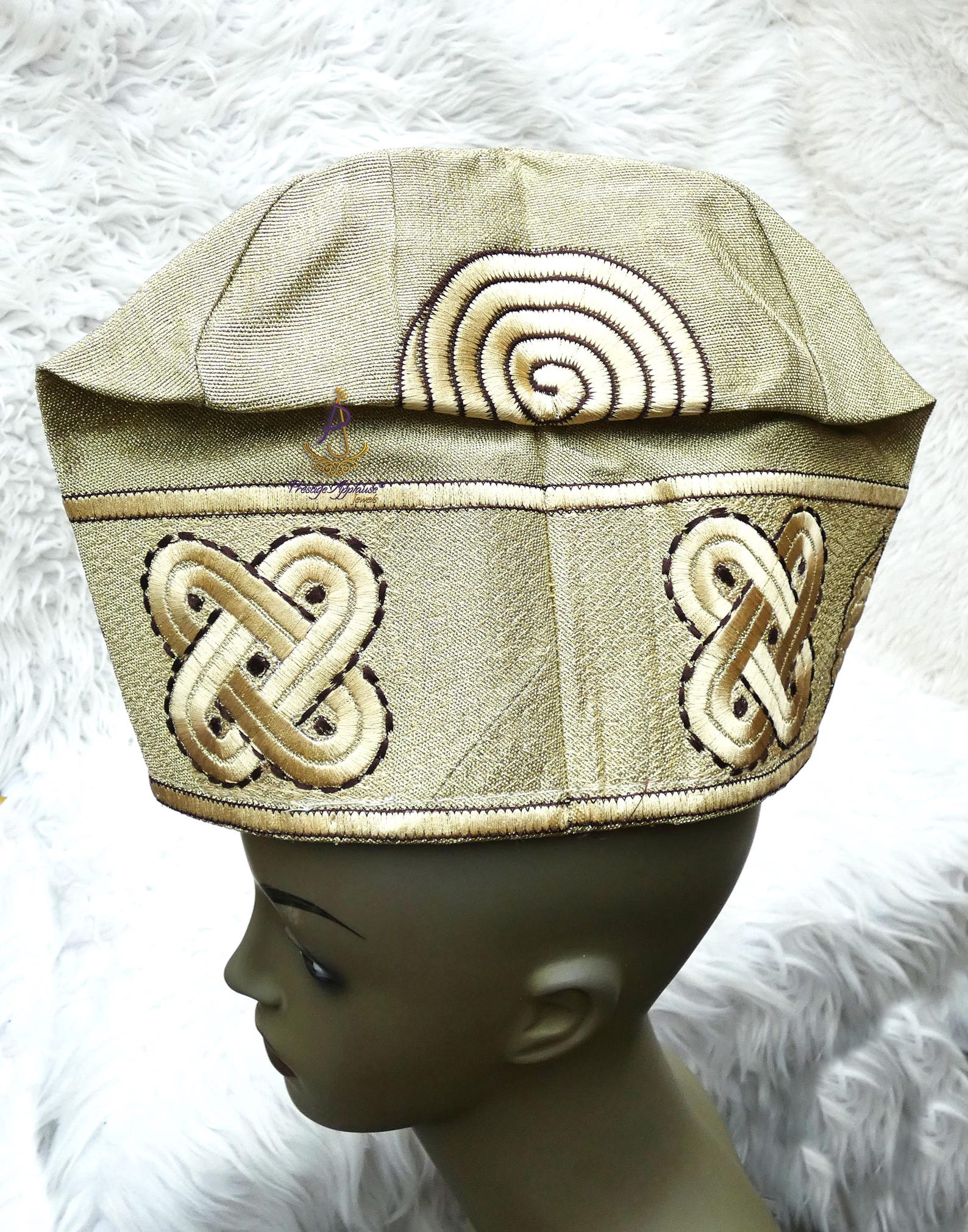 Latest Design Gold Royal Ade Style Black Gold Aso Oke African Nigerian ...
