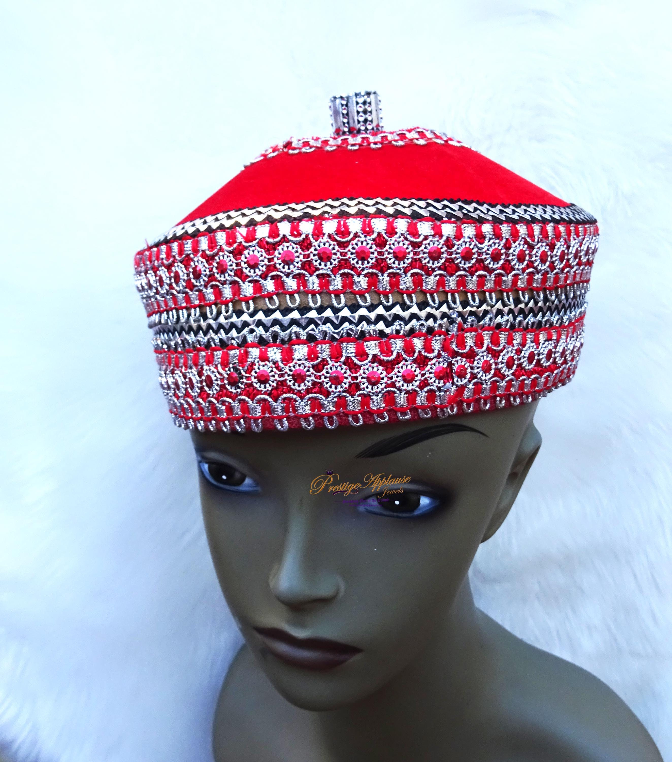 Red Blue Green Gold Odogu Chieftancy Embellished Men Igbo Edo Hat Fila ...