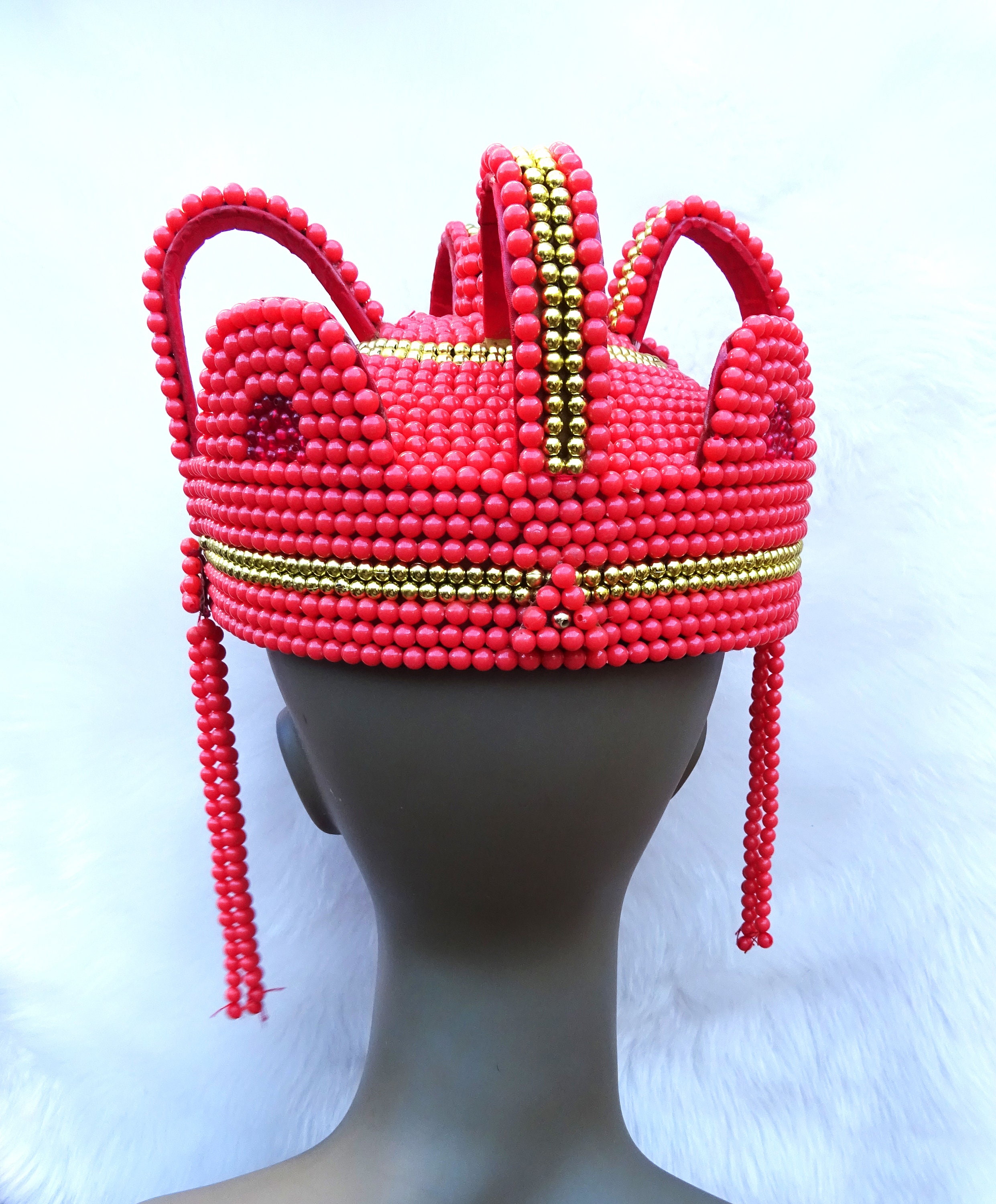 Chieftancy Embellished Beaded Crown Igbo Edo Hat Cap Groom Wedding ...