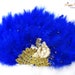 Beautiful Detailed Royal Blue With Gold Feather Hand Fan Wedding ...